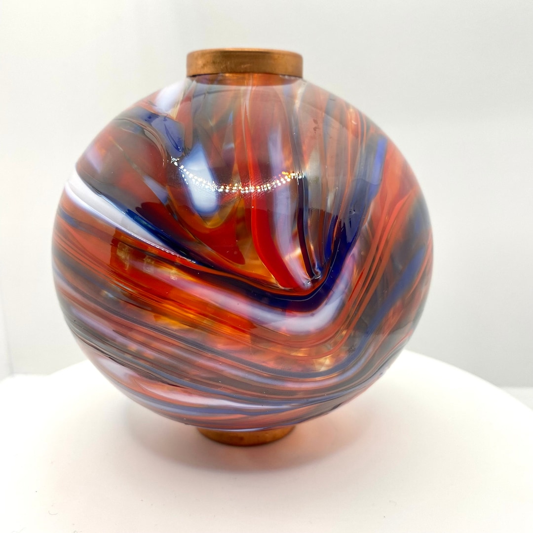 Hand Blown New Lightning Rod Glass Ball, Weathervane Ball, Red White ...