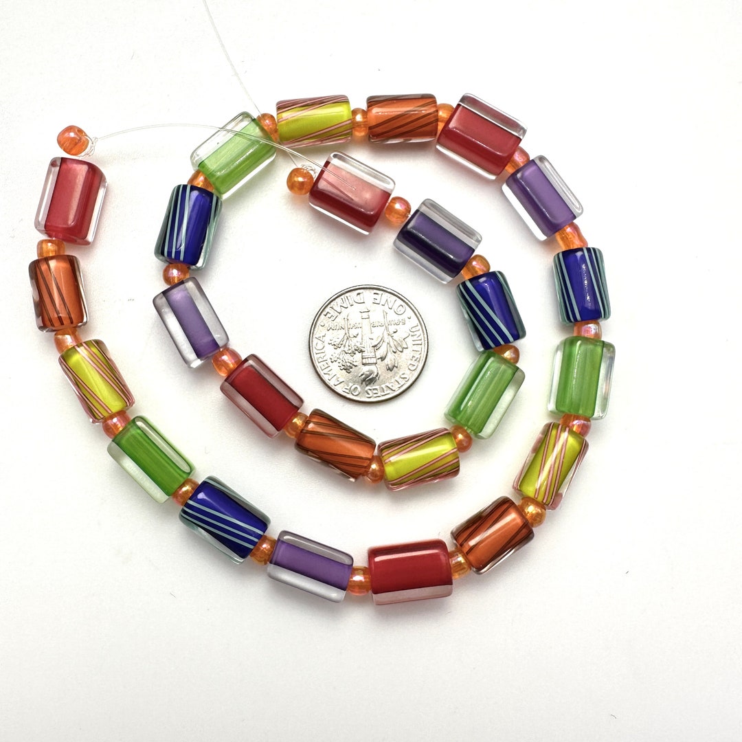 Furnace Glass Cane Beads, Rainbow Mix Set, Medium Size, 25 Beads LPM - Etsy
