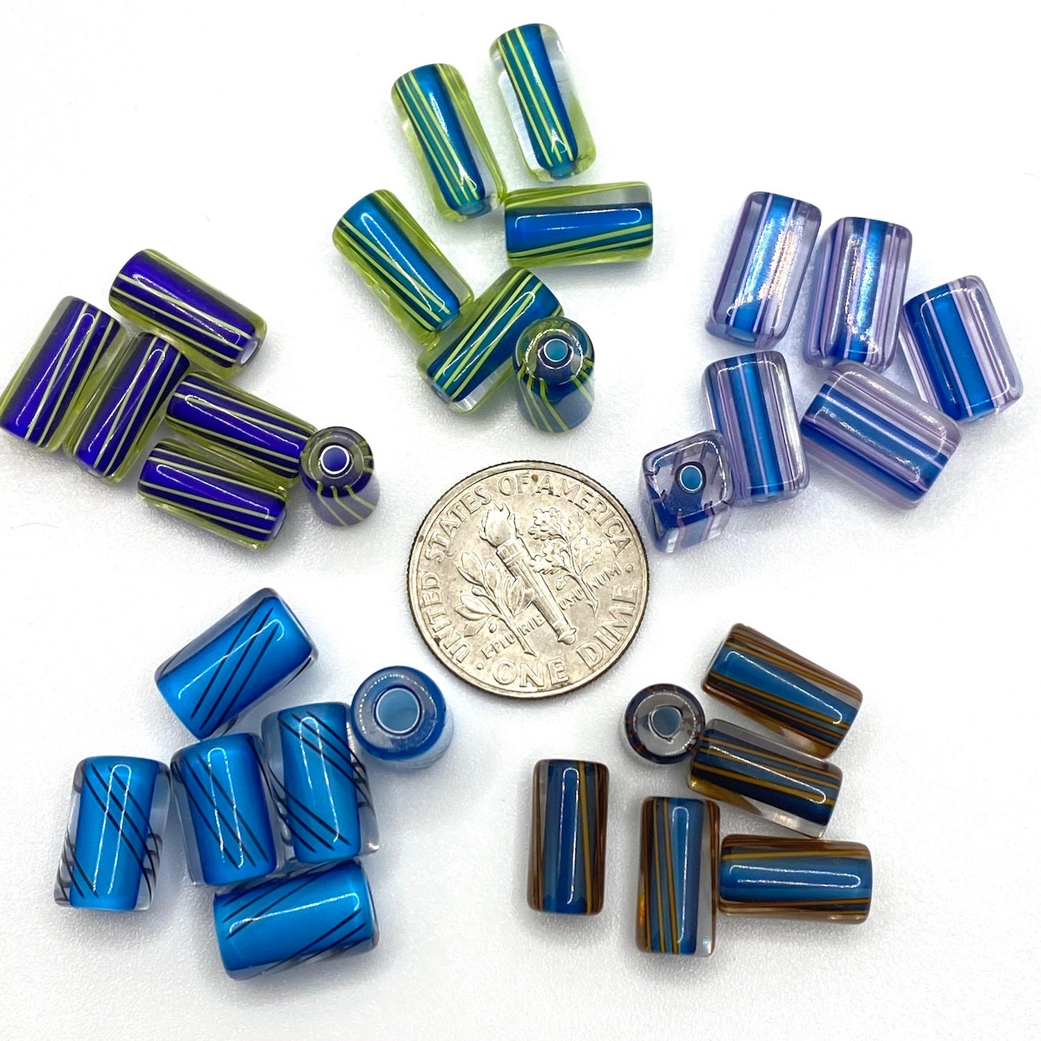 Furnace Glass Cane Beads Shades of Blue 30 Tubes Small | Etsy