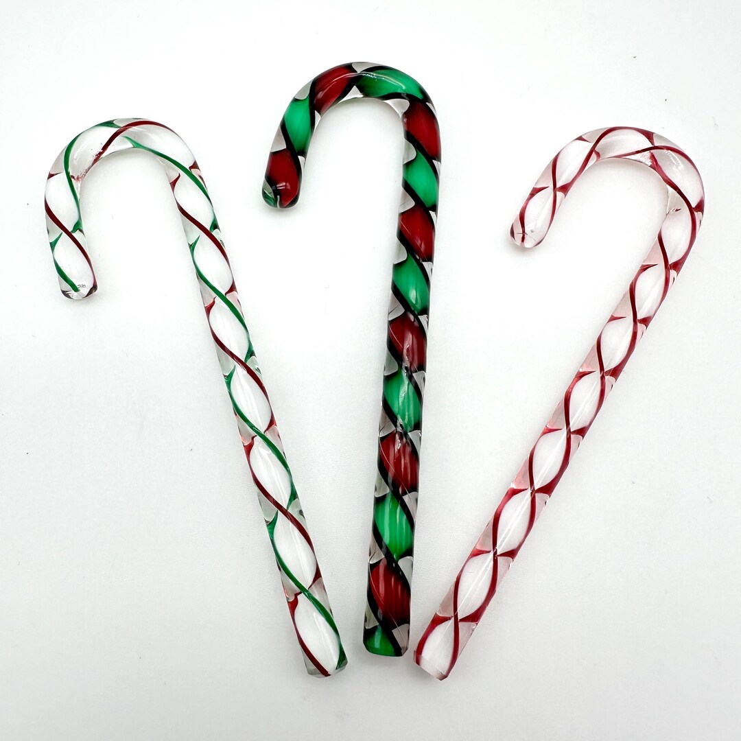 Handblown Artglass Christmas Mix Ribbon Glass Candy Cane Ornaments - Etsy
