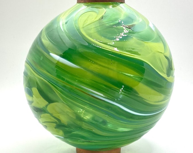 Hand Blown Newlightening Glass Rod Ball Weathervane Glass Ball Green Swirl Medium 78 Inch
