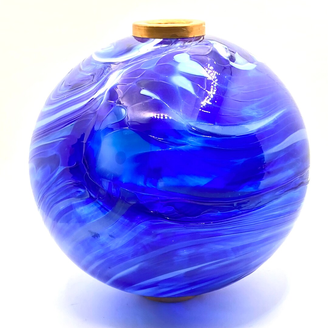 Hand Blown New Lightning Rod Glass Ball, Weathervane Ball, Cobalt Blue ...