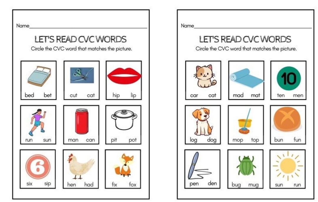 CVC Worksheet Bundle - Etsy