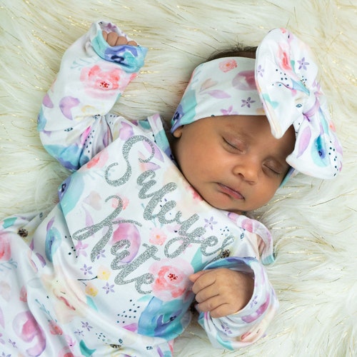 Personalized Newborn Girl Coming Home Outfit Girl Gown Baby - Etsy