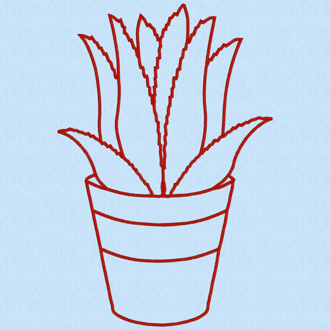 Plant 1 Aloe Redwork Machine Embroidery Design in 11 Sizes and 12 ...