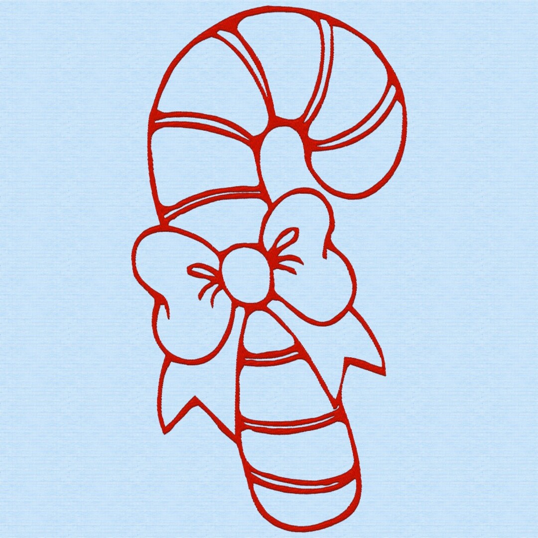 Candy Cane 1 Redwork Machine Embroidery Design in 11 Sizes and 12 ...