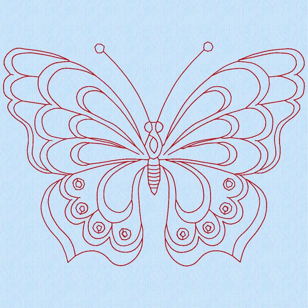 Butterfly 2 Redwork Machine Embroidery Design in 9 Sizes and 11 Formats ...