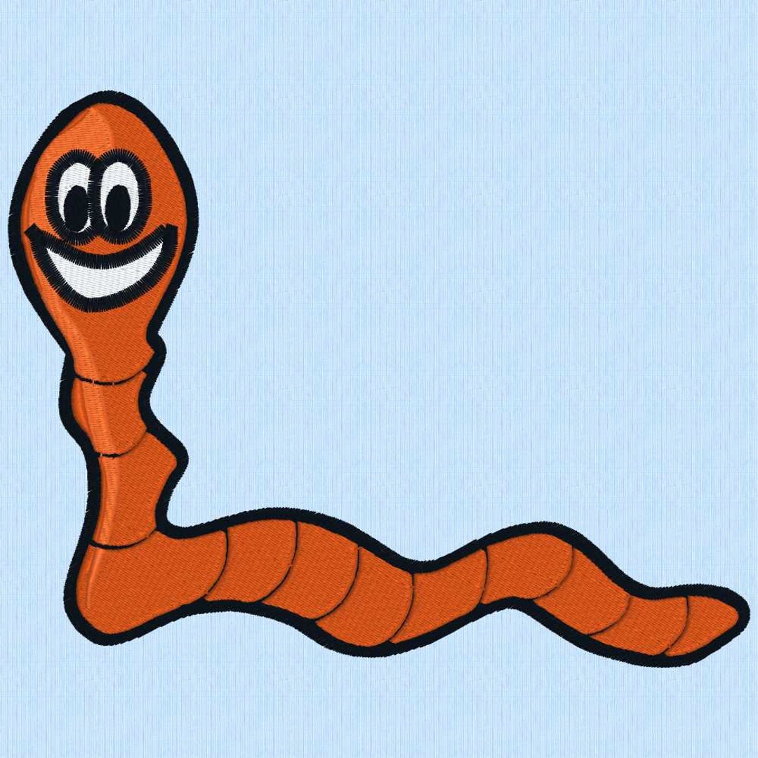 Worm 1 Color Machine Embroidery Design in 8 Sizes and 12 Formats ...