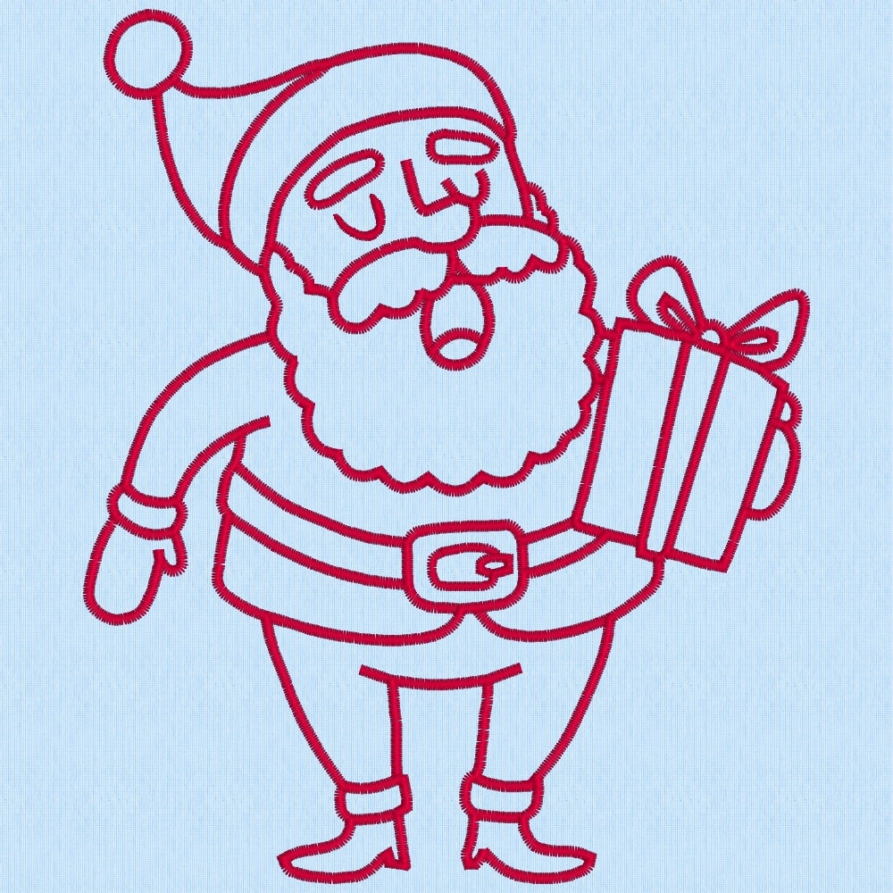 Santa 4 Redwork Machine Embroidery Design in 10 Sizes and 12 Formats ...