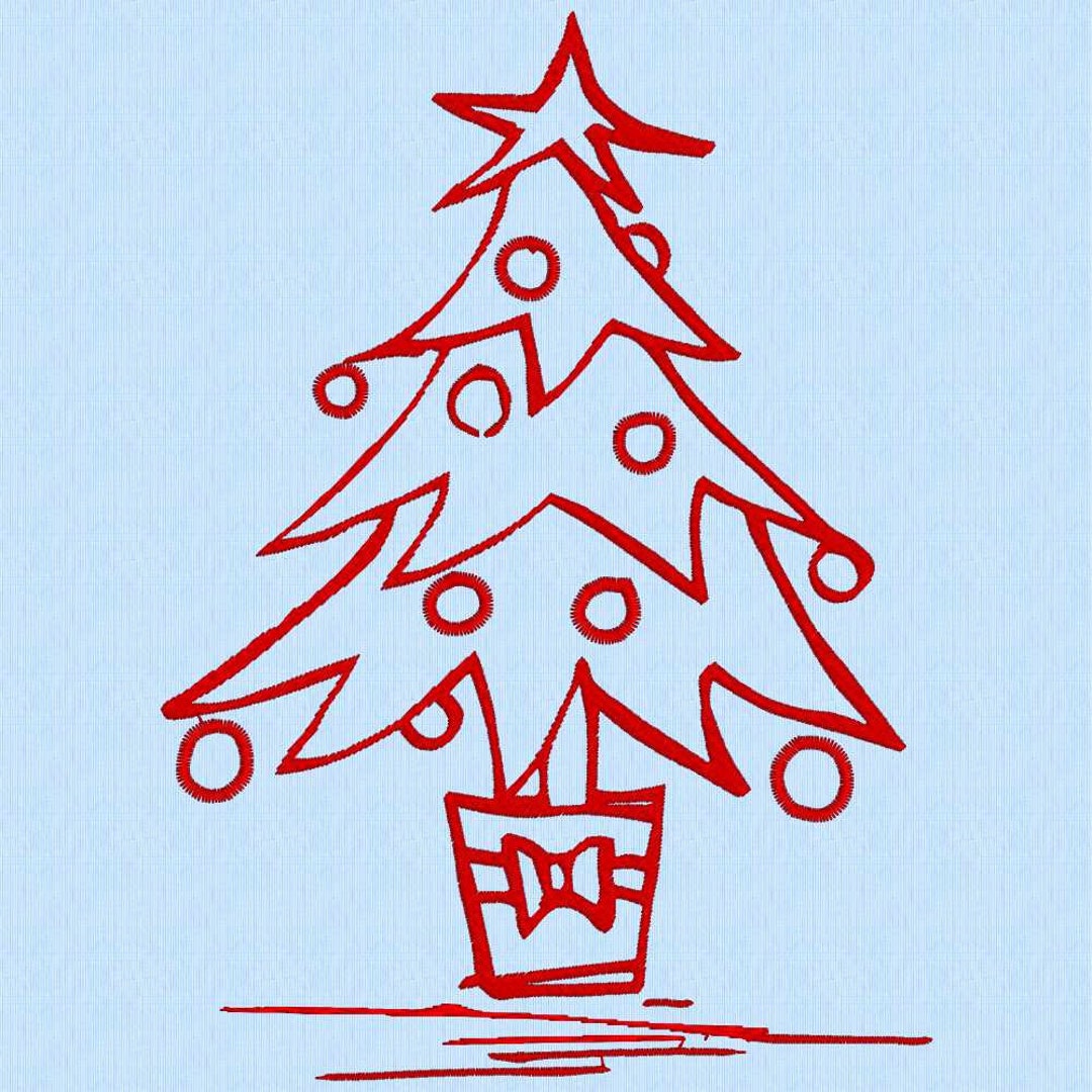 Christmas Tree 1 Redwork Machine Embroidery Design in 10 Sizes and 12 ...