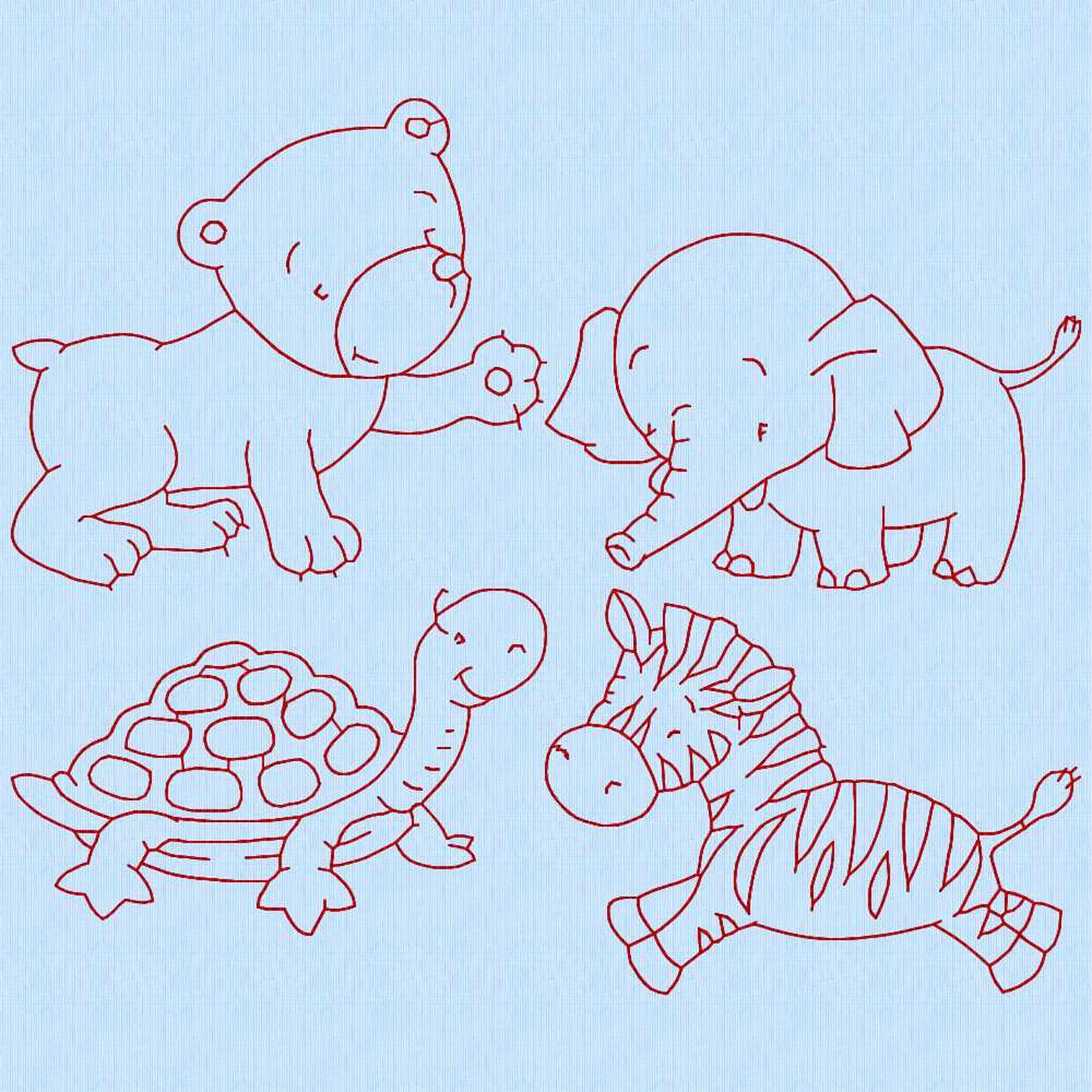 Animal Redwork 1 Machine Embroidery Designs 2, 3, 4, 5, 6, 7, 8 Inches ...