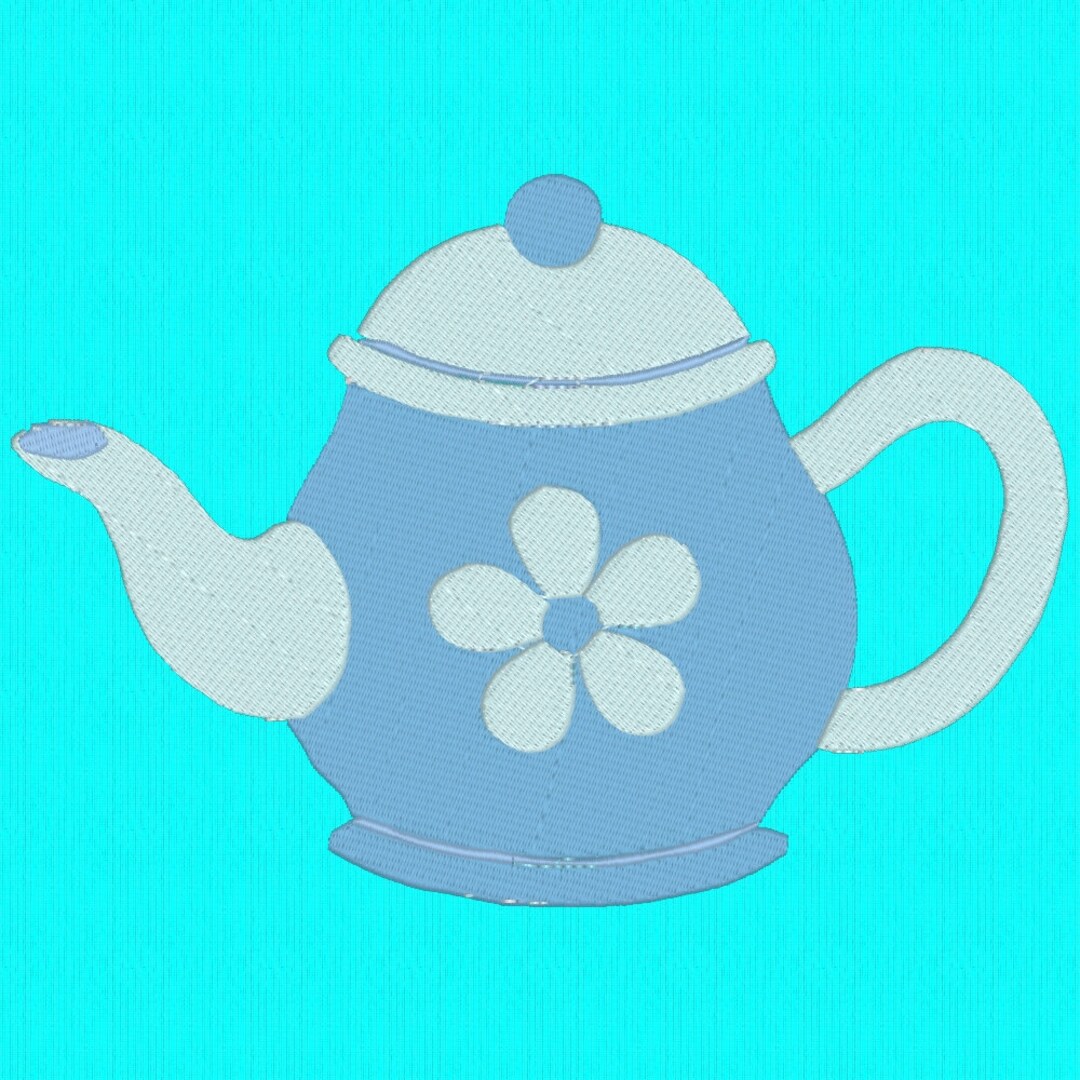 Teapot 1 Color Machine Embroidery Design in 9 Sizes and 12 Formats ...