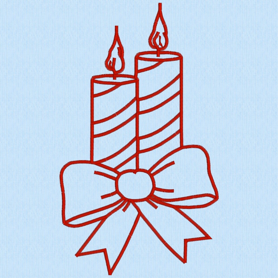 Candle 3 Redwork Machine Embroidery Design in 11 Sizes and 12 Formats ...