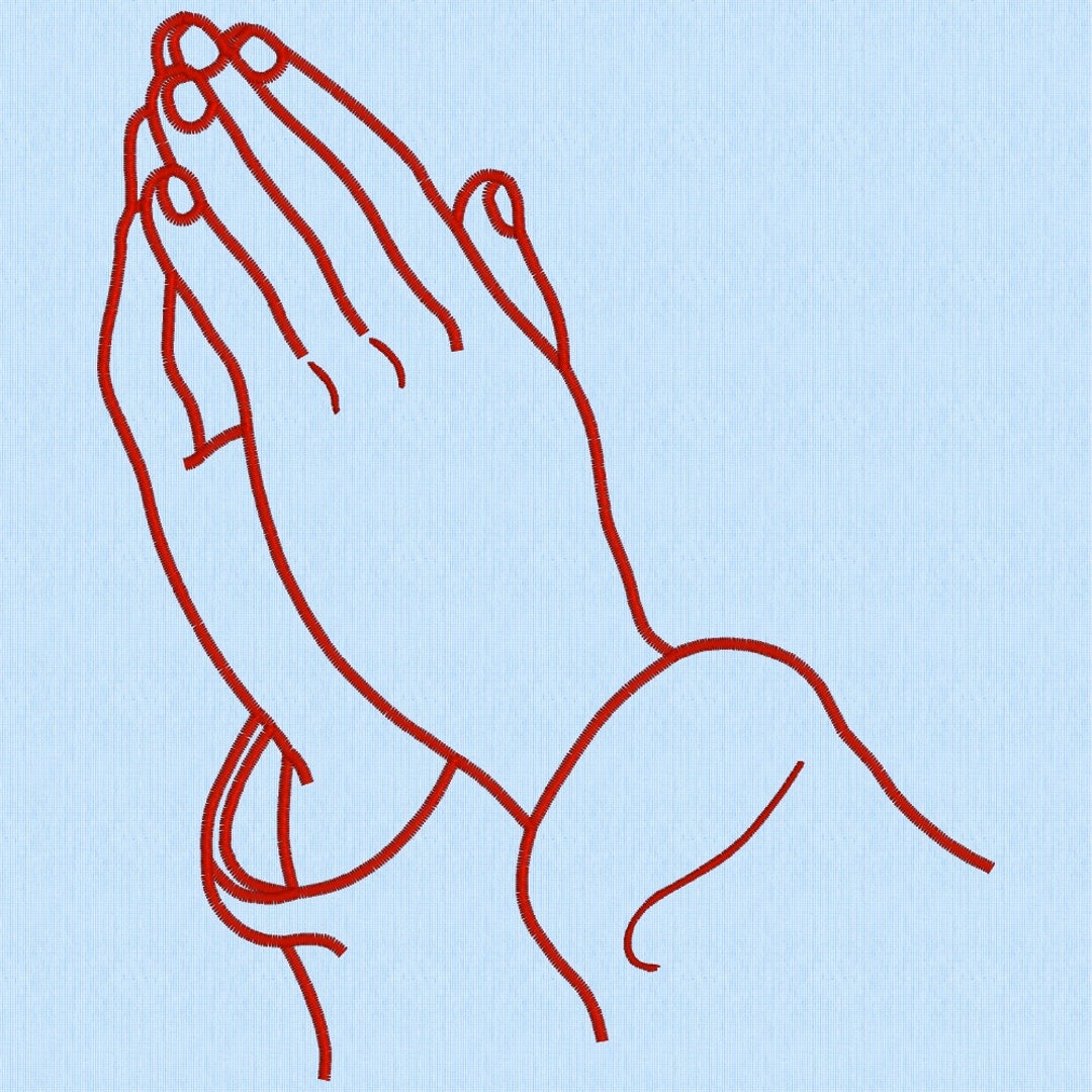 Praying Hands 1 Redwork Machine Embroidery Design in 11 Sizes and 12 ...