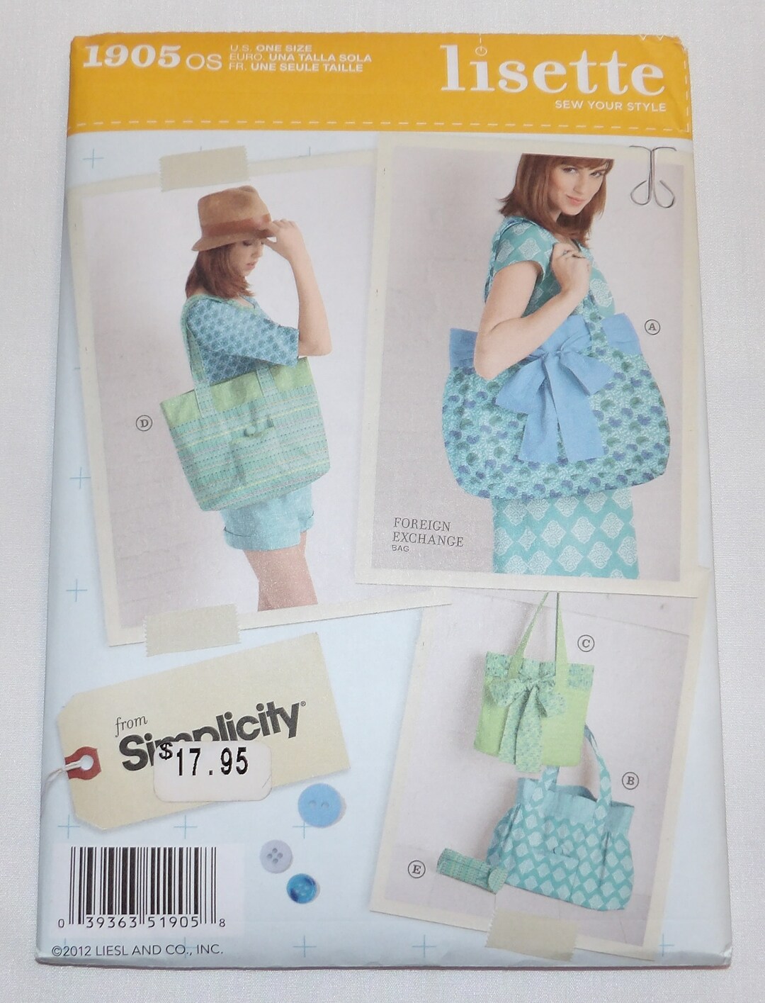 Simplicity Lisette Sew Your Style Bags 1905 NIP - Etsy