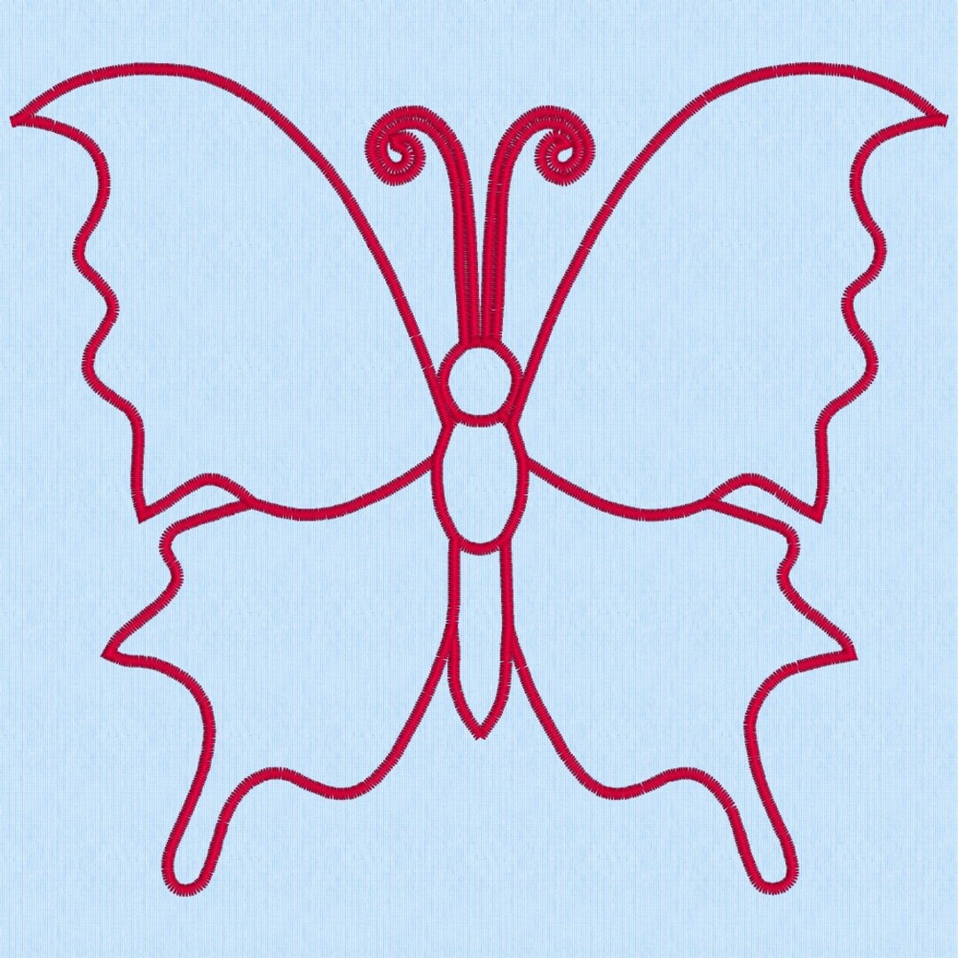 Butterfly 5 Redwork Machine Embroidery Design in 9 Sizes and 12 Formats ...
