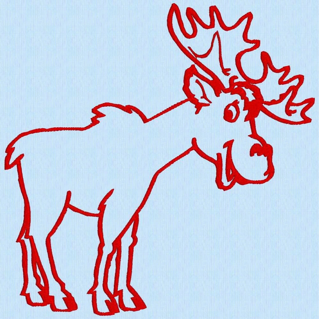 Moose 1 Redwork Machine Embroidery Design in 7 Sizes and 12 Formats ...