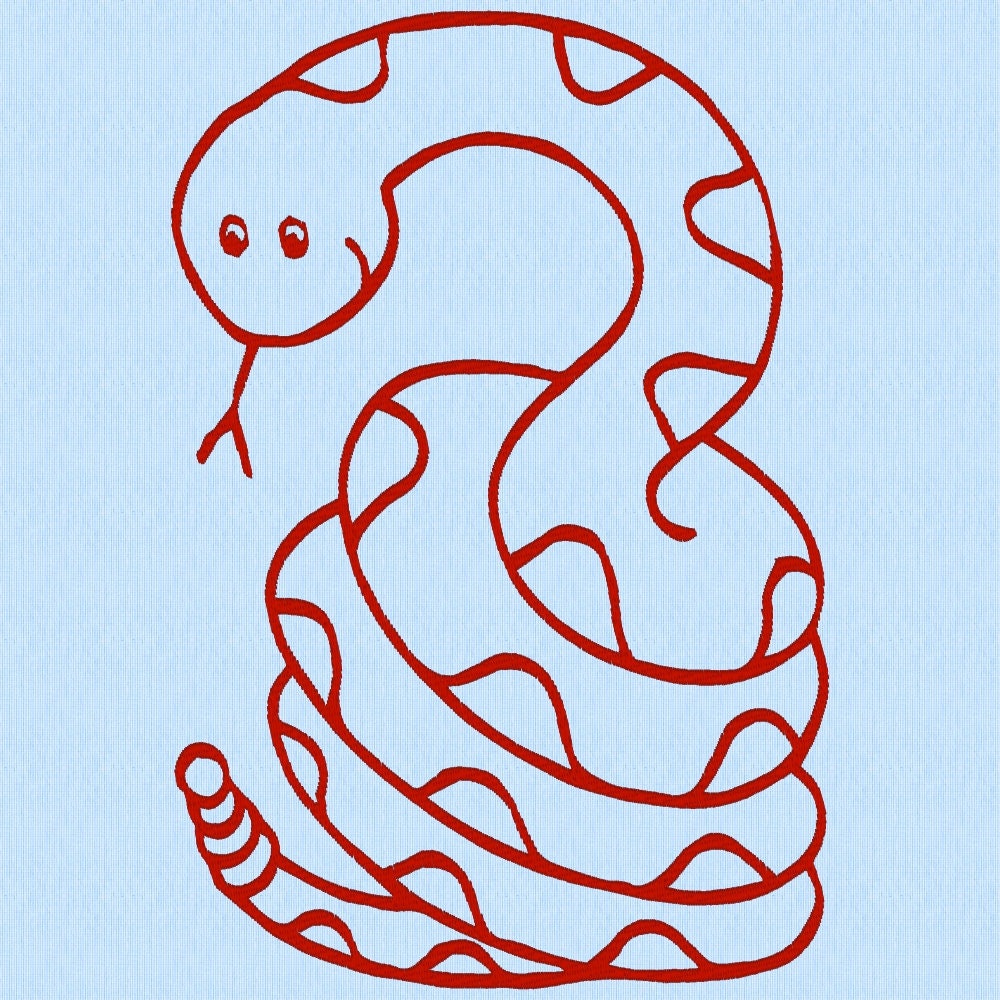 Snake 1 Redwork Machine Embroidery Design in 11 Sizes and 12 Formats - Etsy