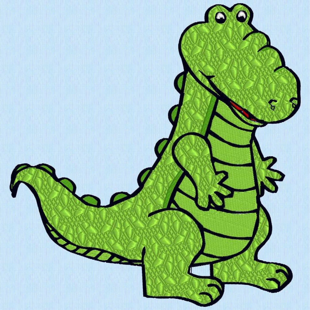 Alligator 1 Color Machine Embroidery Design in 7 Sizes and 12 Formats ...