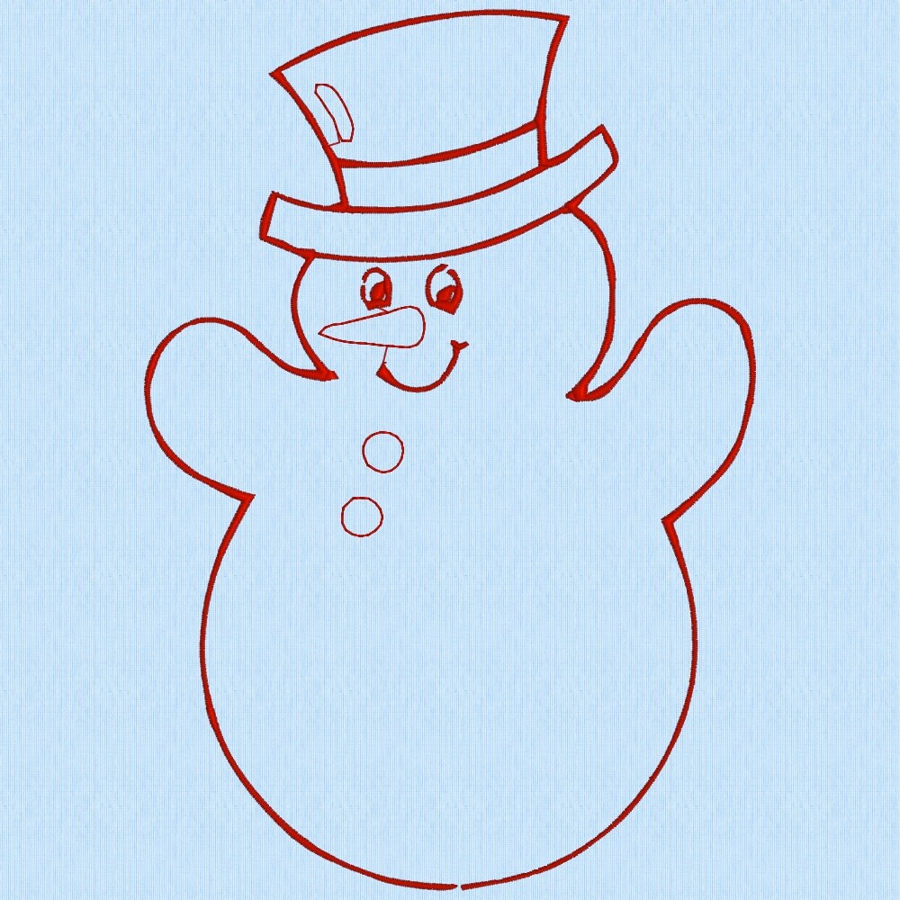 Snowman 1 Redwork Machine Embroidery Design in 10 Sizes and 12 Formats ...