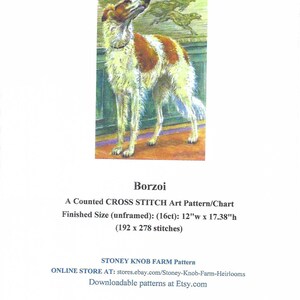 Borzoi ~ Dogs, Puppies ~ 2 Counted Cross Stitch Patterns Color & Blkwht ...