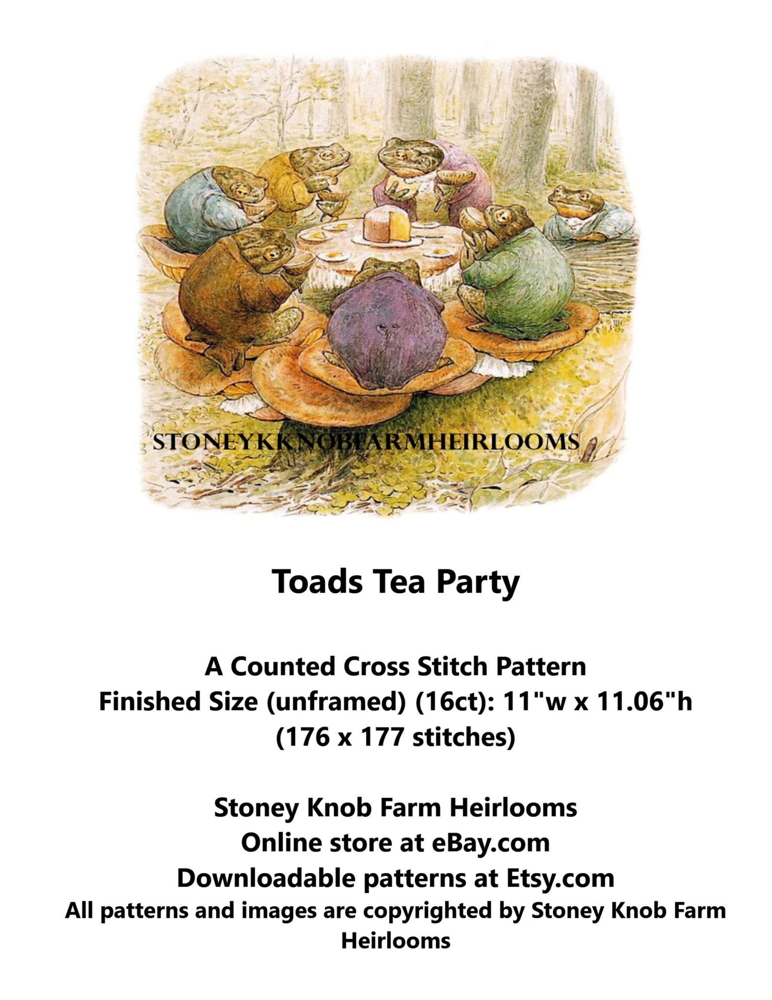 Toads Tea Party - Beatrix Potter - DIY Cross Stitch Patterns in Color ...