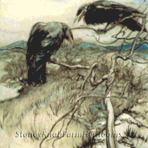 The Two Ravens ~ Arthur Rackham Fairy Tale Art ~ DIY 2 Cross Stitch ...