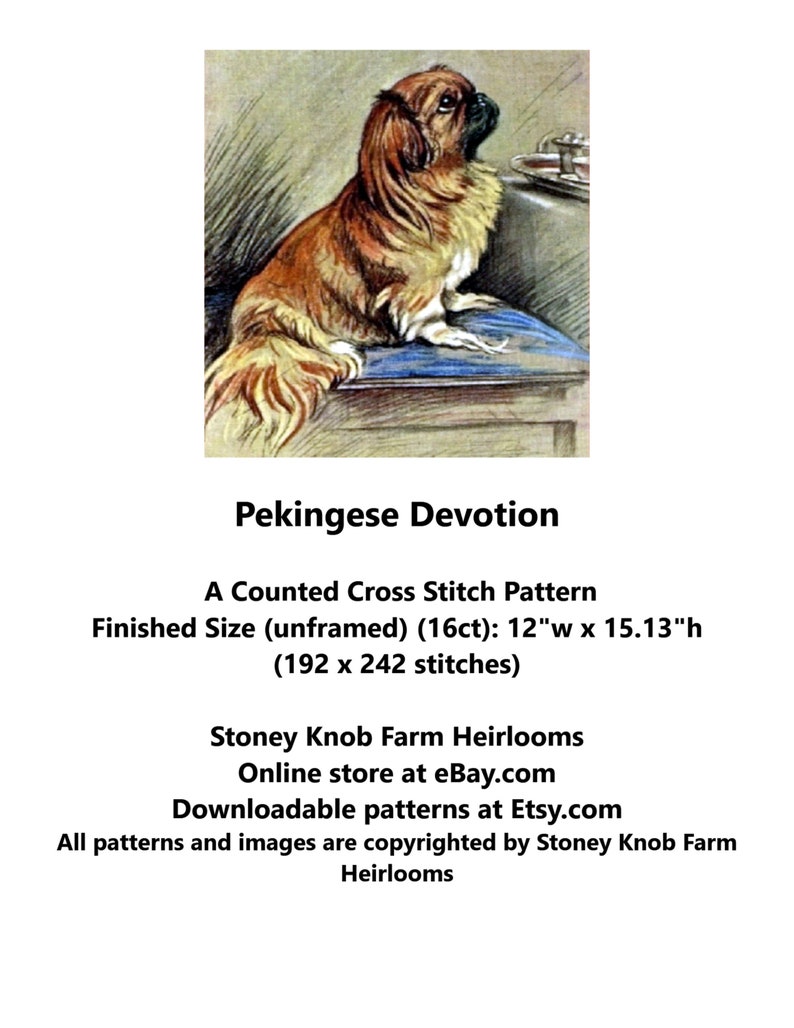 Pekingese Devotion ~ Lucy Dawson Dogs ~ DIY 2 Cross Stitch Patterns ...