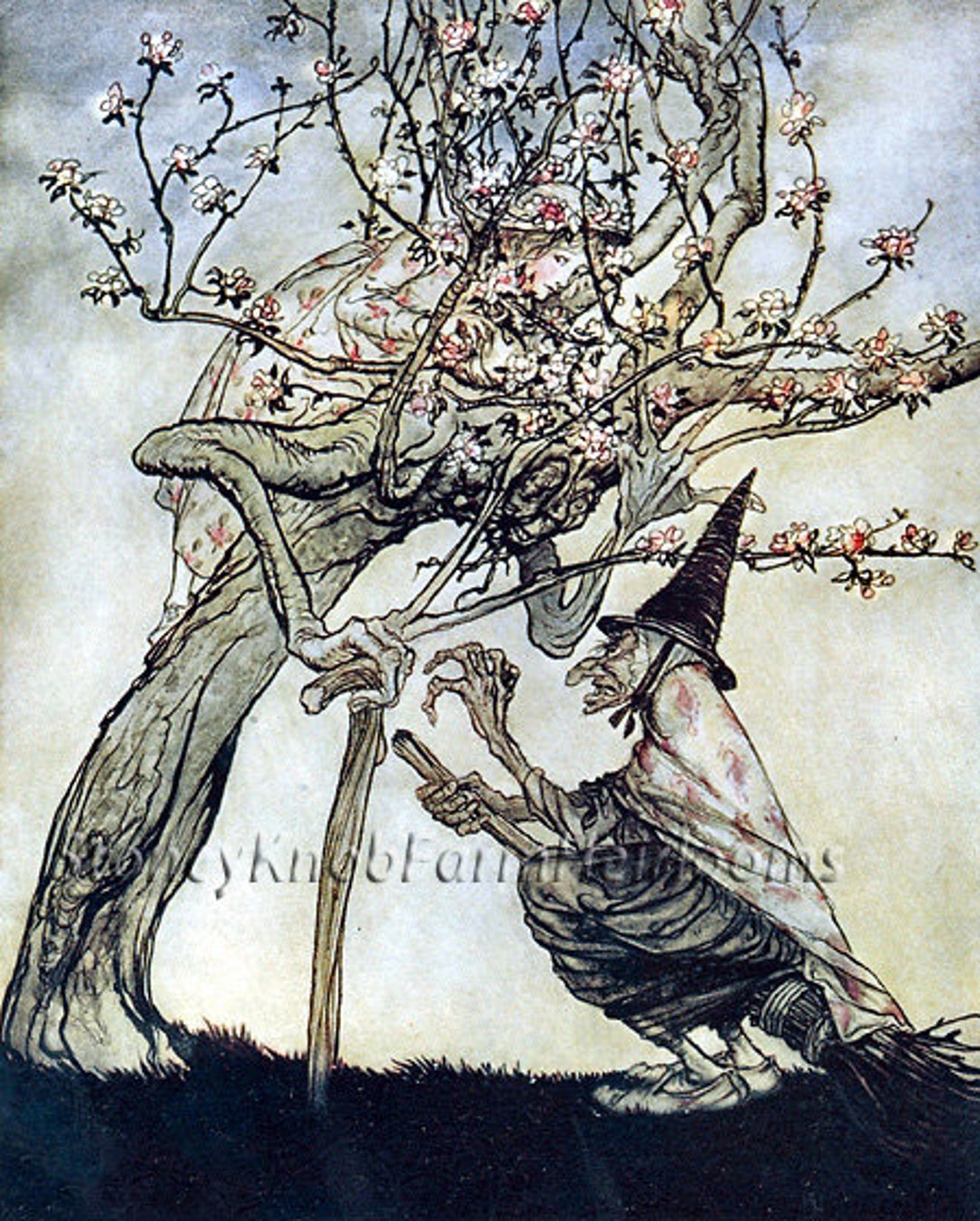 Two Sisters ~ Witch & Tree ~ Arthur Rackham ~ Fairy Tales ~ DIY Cross ...