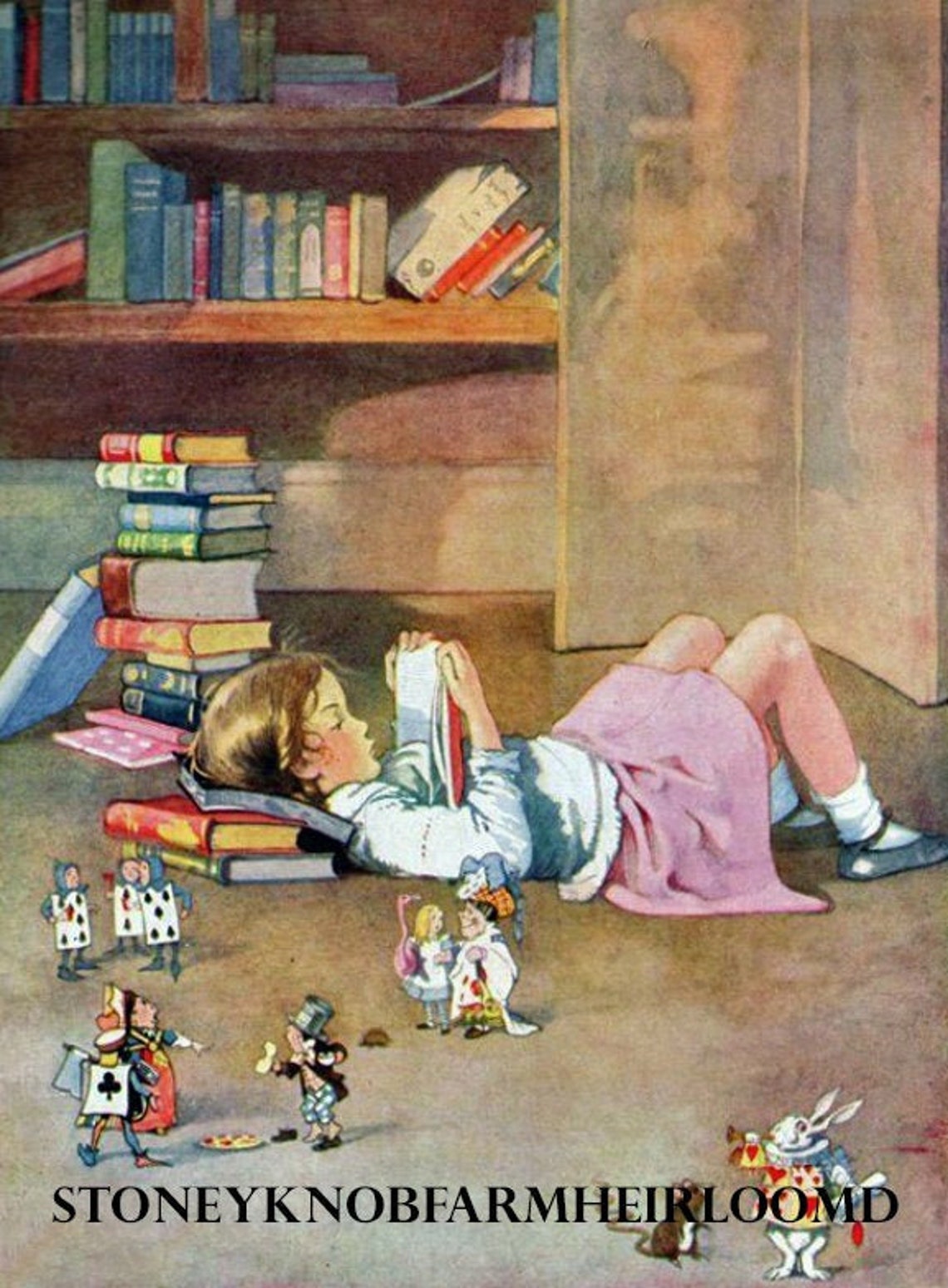 Reading Alice in Wonderland ~ Fairy Tales ~ DIY 2 Cross Stitch Patterns ...