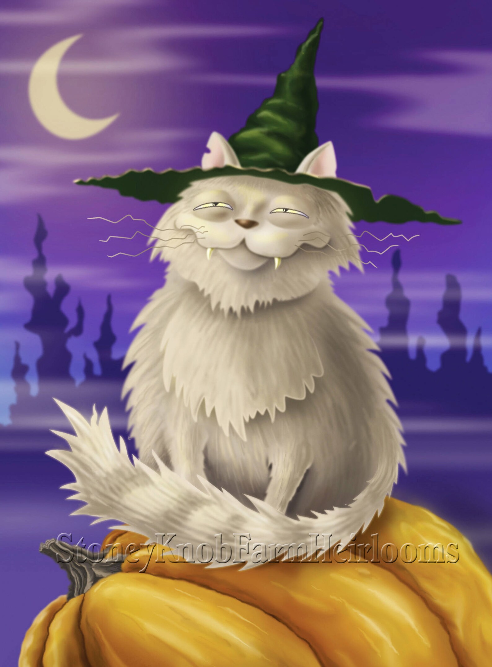 Halloween Ghost Cat ~ Spooky Halloween, Cats, Pumpkins, Witch Hat ...
