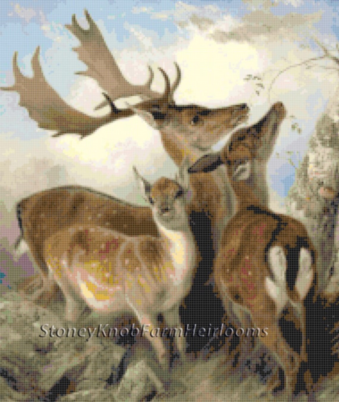 Fallow Deer ~ Animals, Nature ~ DIY 2 Cross Stitch Patterns in Color ...
