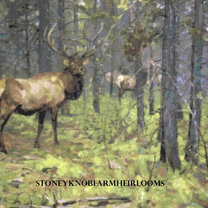 The Herd Bull ~ Elk, Animals, Nature, Carl Rungius ~ DIY 2 Cross Stitch ...