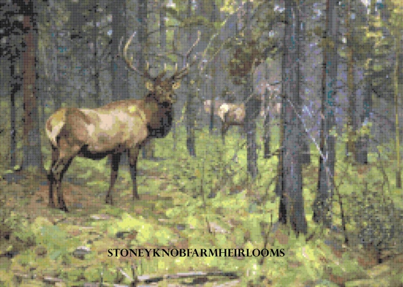 The Herd Bull ~ Elk, Animals, Nature, Carl Rungius ~ DIY 2 Cross Stitch ...
