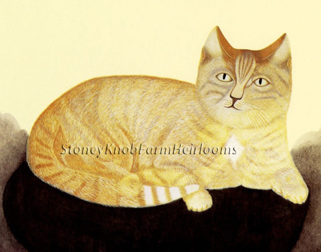 Cat on a Black Pillow ~ Primitive Folk Art ~ DIY 2 Cross Stitch ...