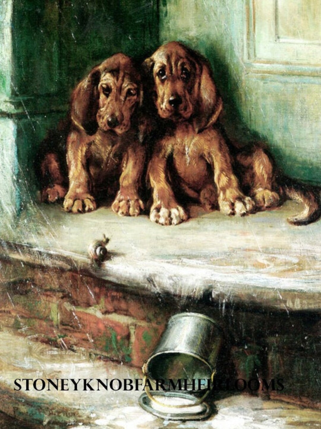 Bloodhound Puppies ~ Dogs ~ DIY 2 Cross Stitch Patterns ~ Color and ...