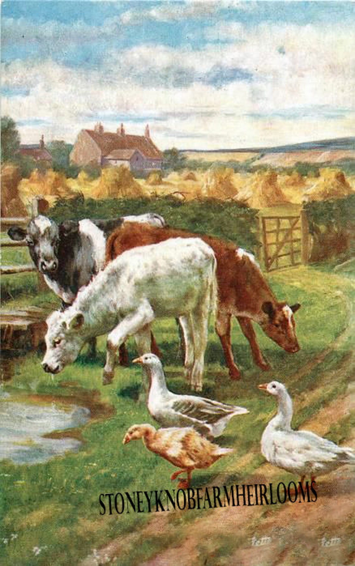 Cows and Geese ~ Farm Animals, Farm Pasture ~ DIY 2 Cross Stitch ...