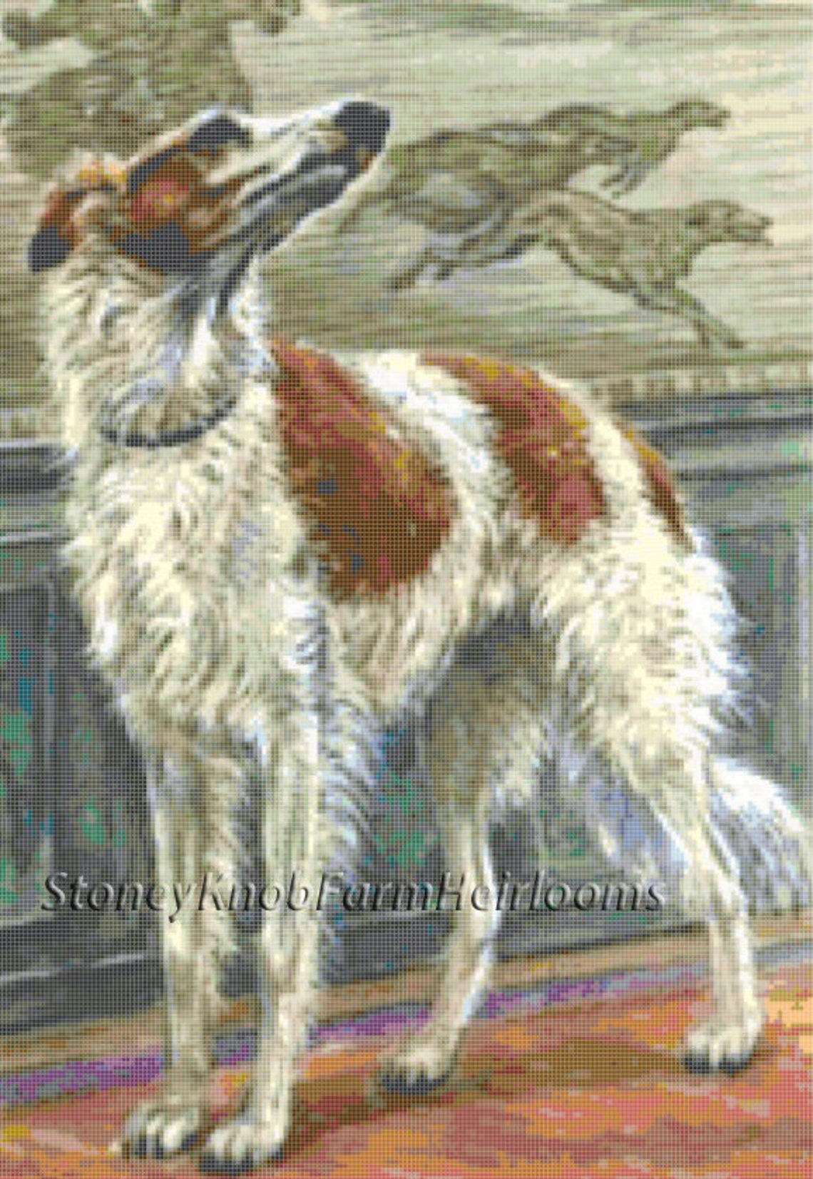 Borzoi ~ Dogs, Puppies ~ 2 Counted Cross Stitch Patterns Color & Blkwht ...