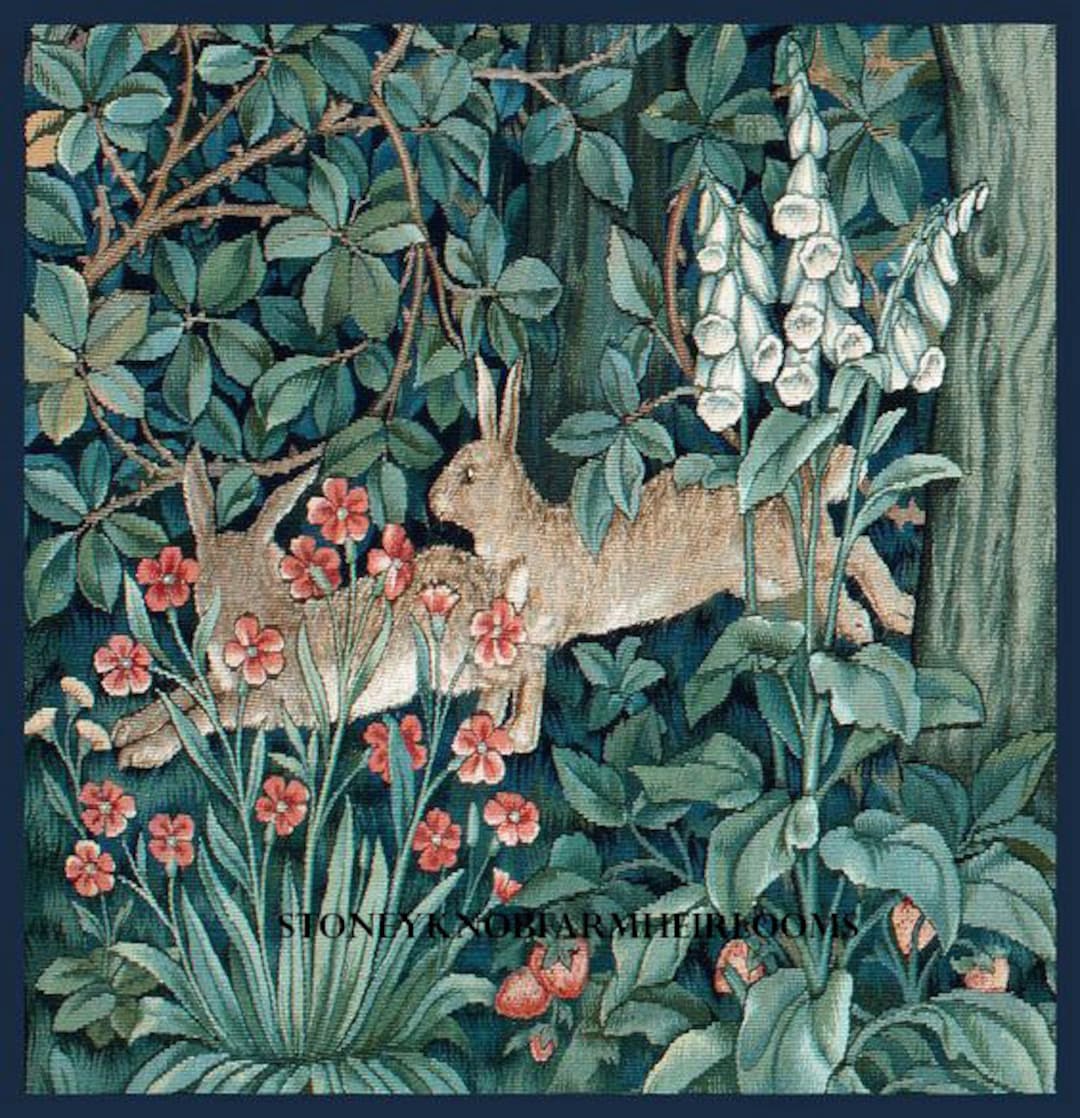 Woodland Rabbits and Foxglove ~ William Morris ~ DIY 2 Cross Stitch ...