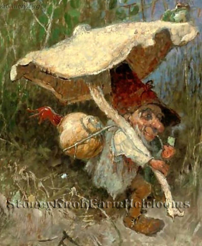 Gnome Under Toadstool ~ German Folklore Fairy Tales - 2 Counted Cross ...