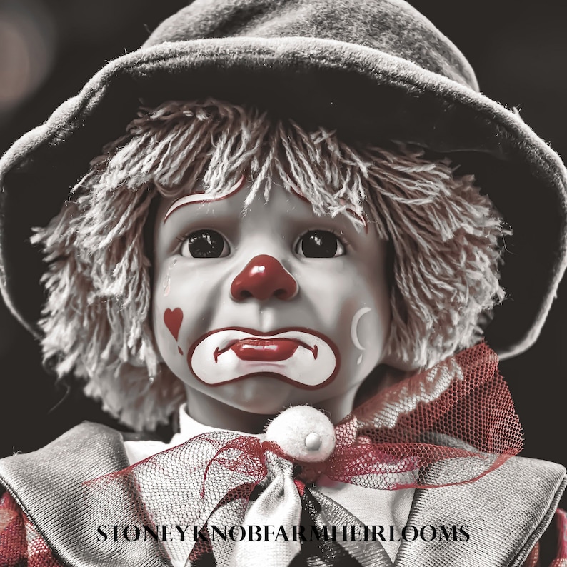 Sad Clown Doll ~ DIY 2 Cross Stitch Patterns Color and Blackwhite ...