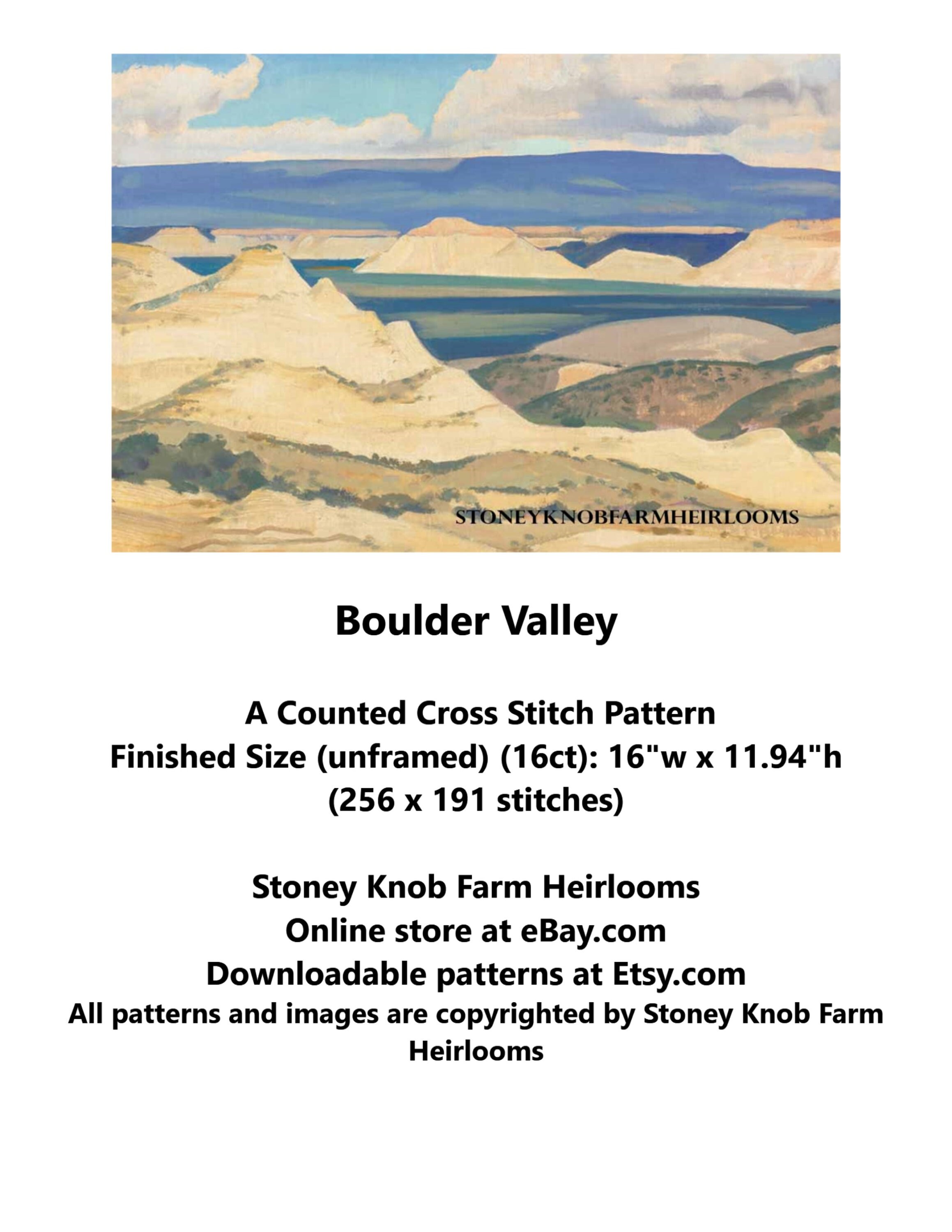 Boulder Valley ~ Maynard Dixon American West ~ 2 Counted Cross Stitch ...