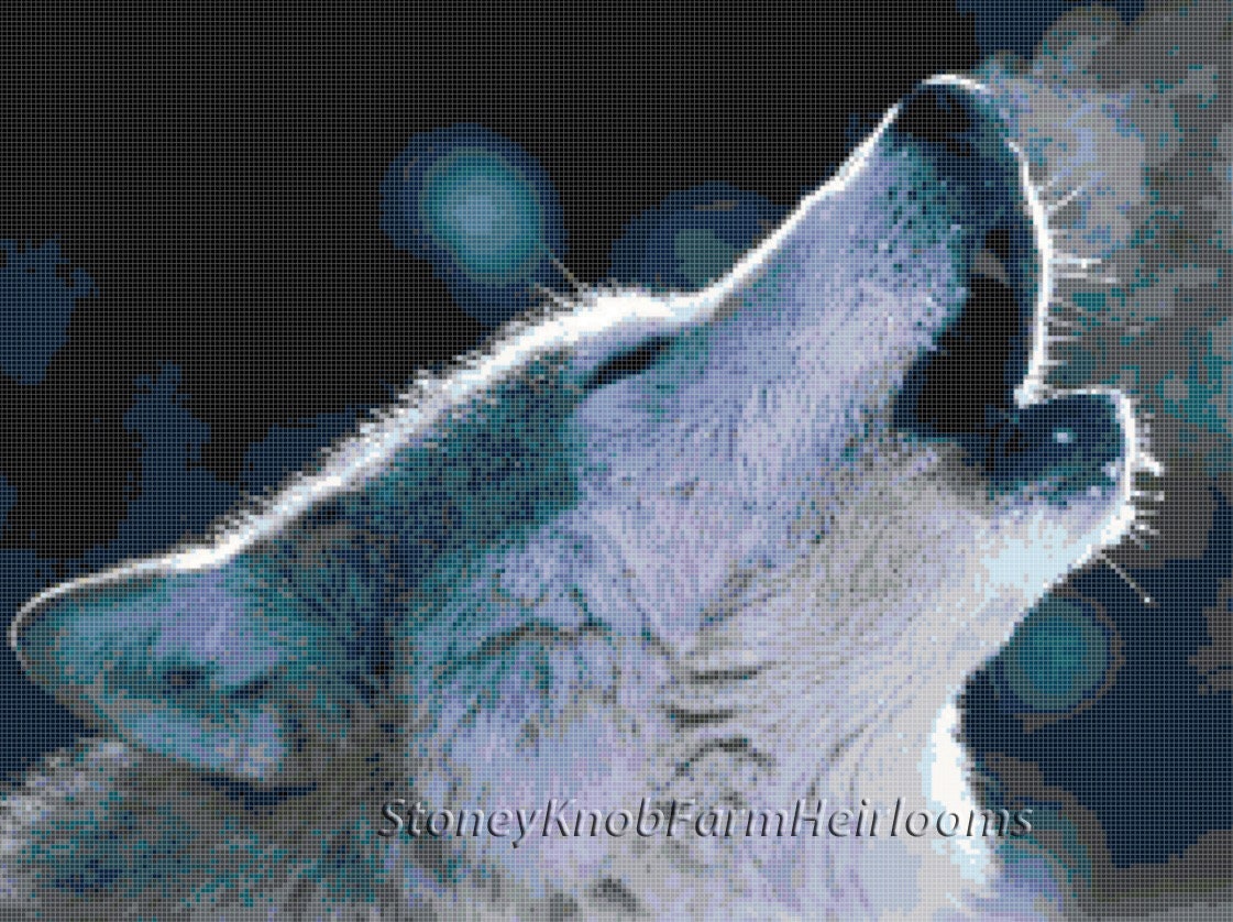 Wolf Howling ~ Wolves, Nature, Animals ~ DIY 2 Cross Stitch Patterns ...