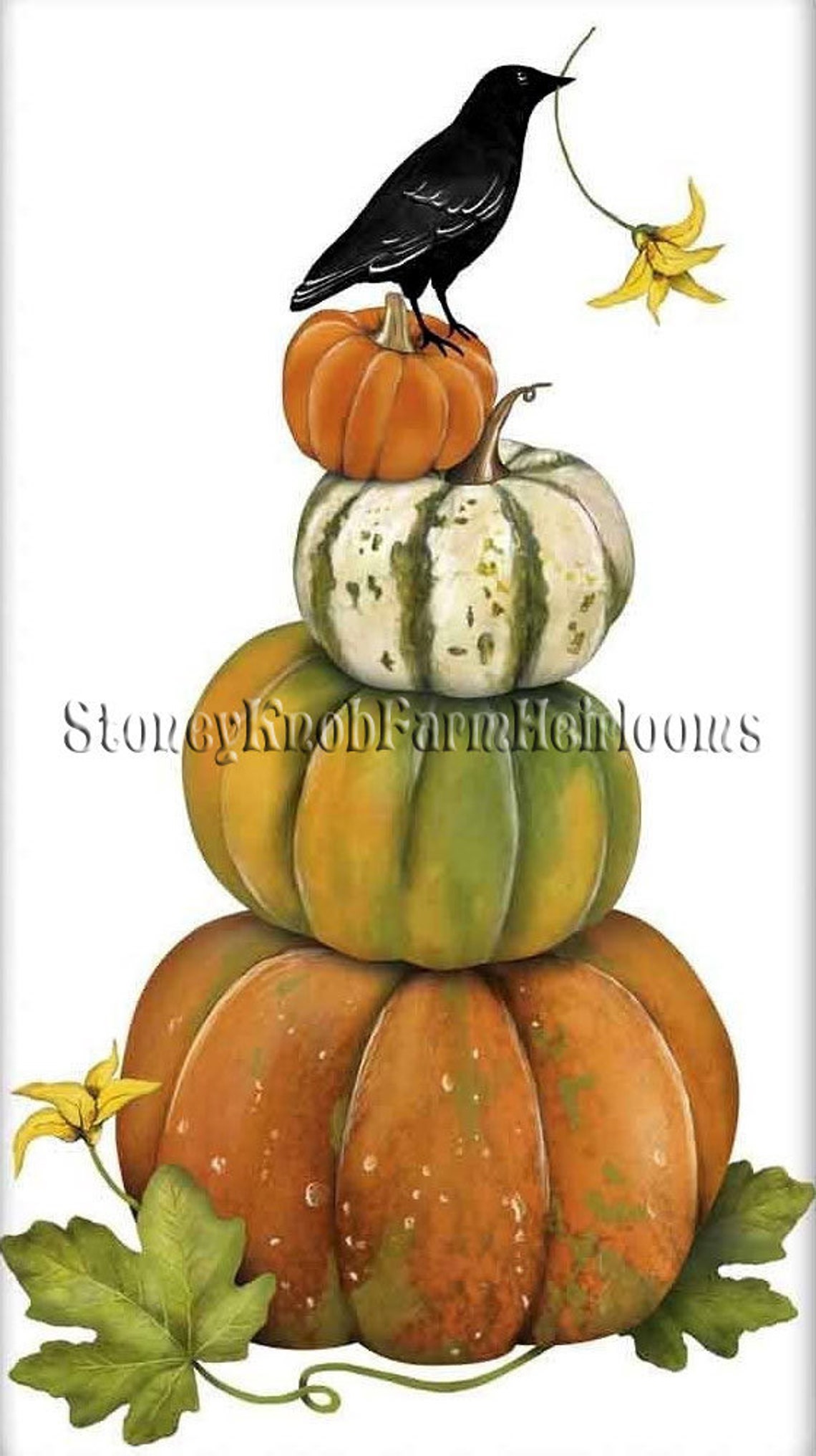 Crow Squash Pumpkins Autumn ~ 2 DIY Counted Cross Stitch Patterns One ...