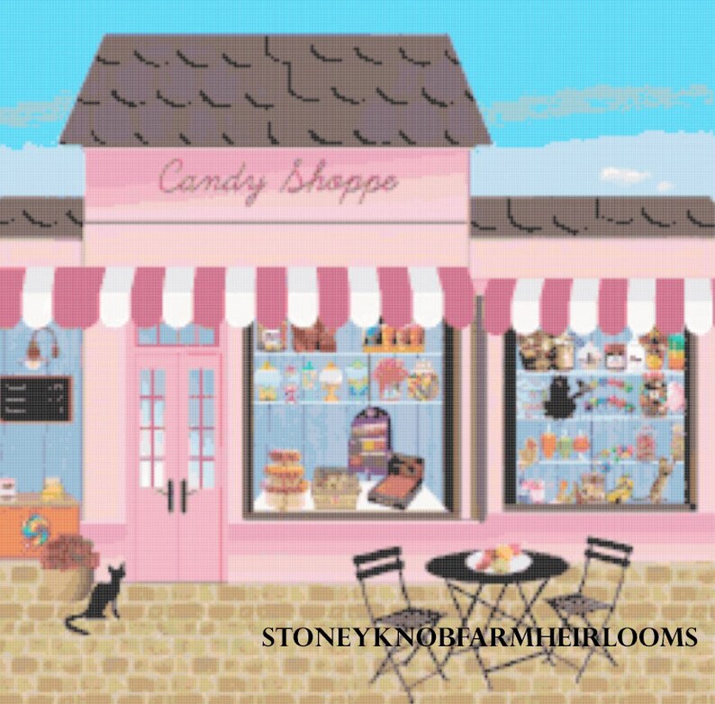 The Candy Shoppe ~ Stores, Landscapes ~ 2 Counted Cross Stitch Patterns ...