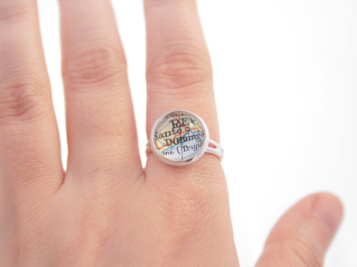 Custom Map Ring With a Piece of the Antique World Map | Etsy
