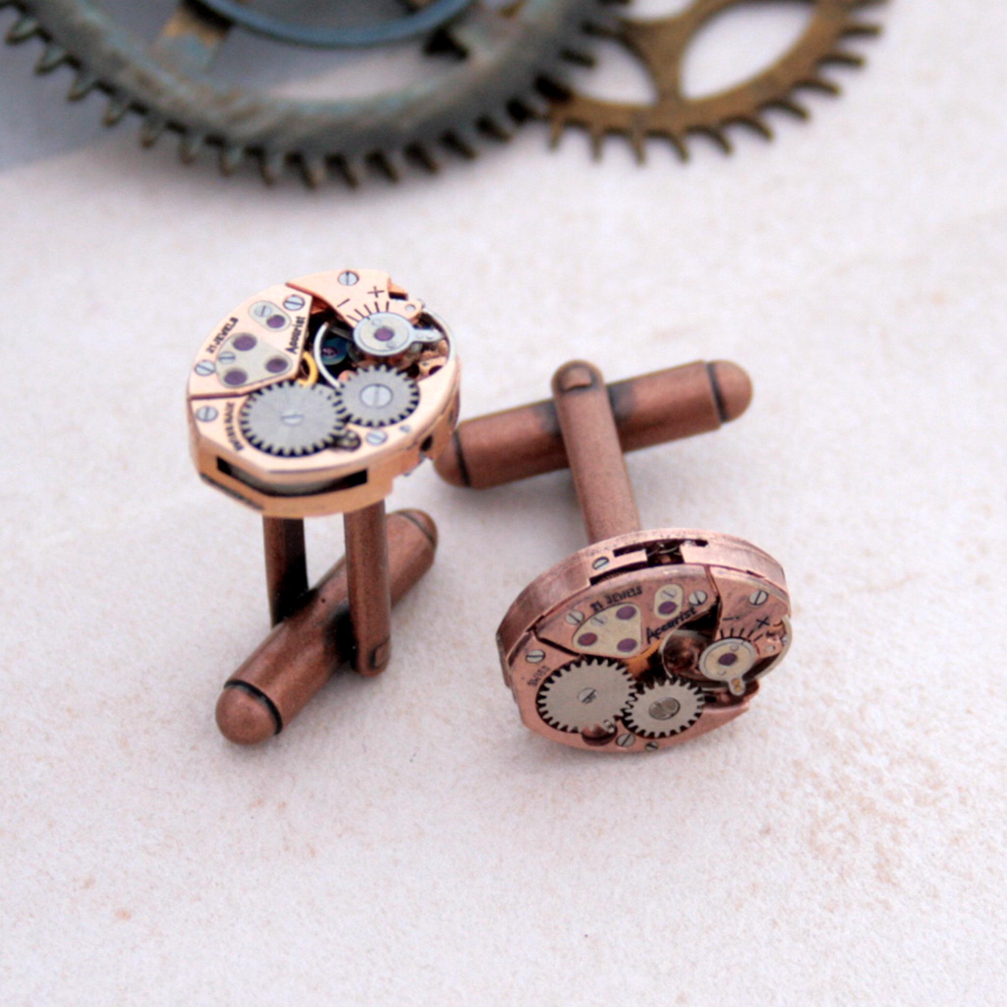 Copper Cufflinks, Copper Anniversary Gift for Husband, Real Steampunk ...