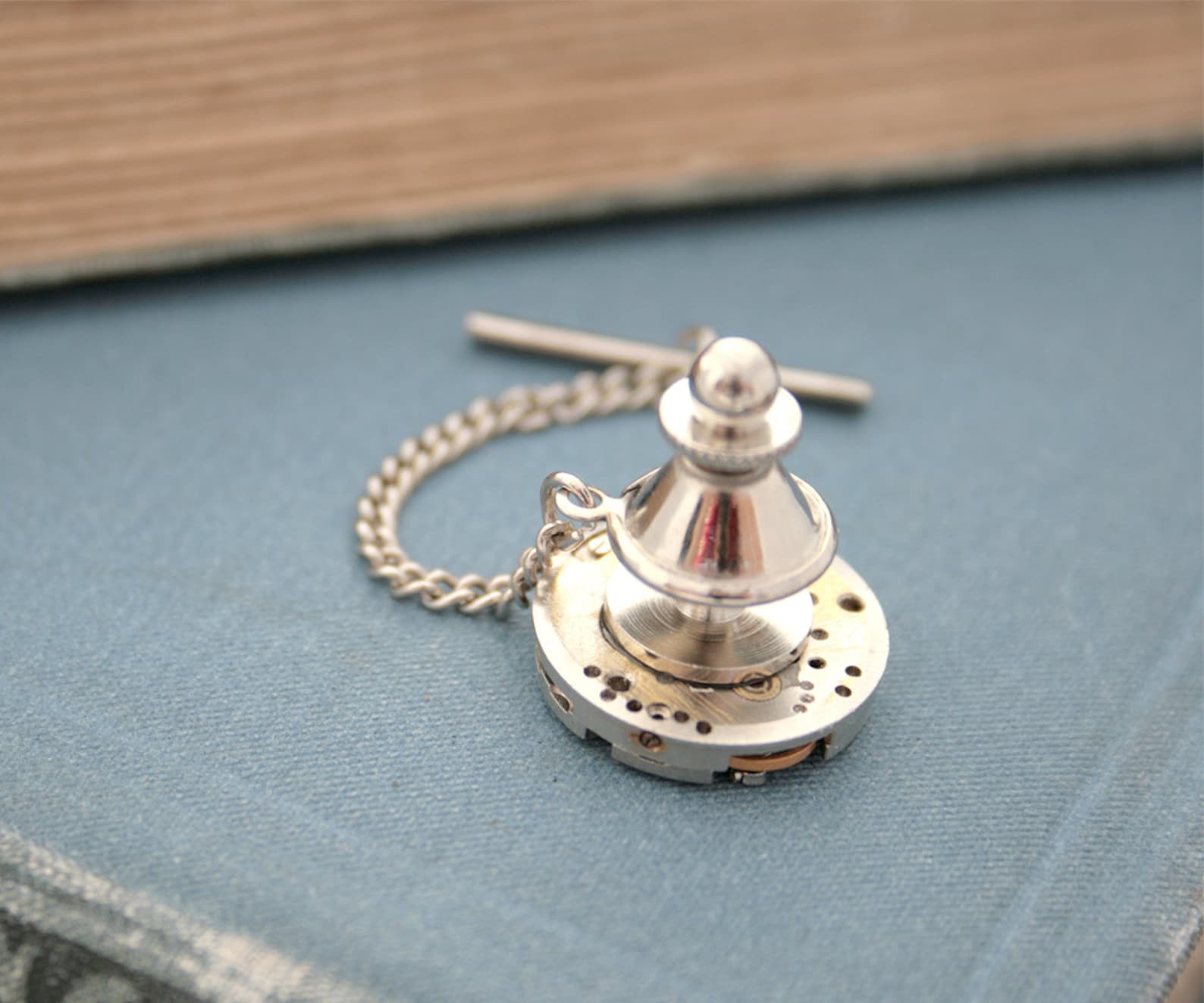 Tie Tack With Chain Charming Steampunk Tie Pin for a Wedding - Etsy