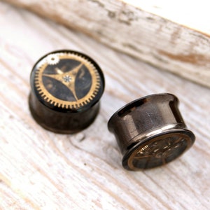 5/8'' Steampunk Plugs 16mm Gauges Filled With Watch Parts, Ear Plug ...
