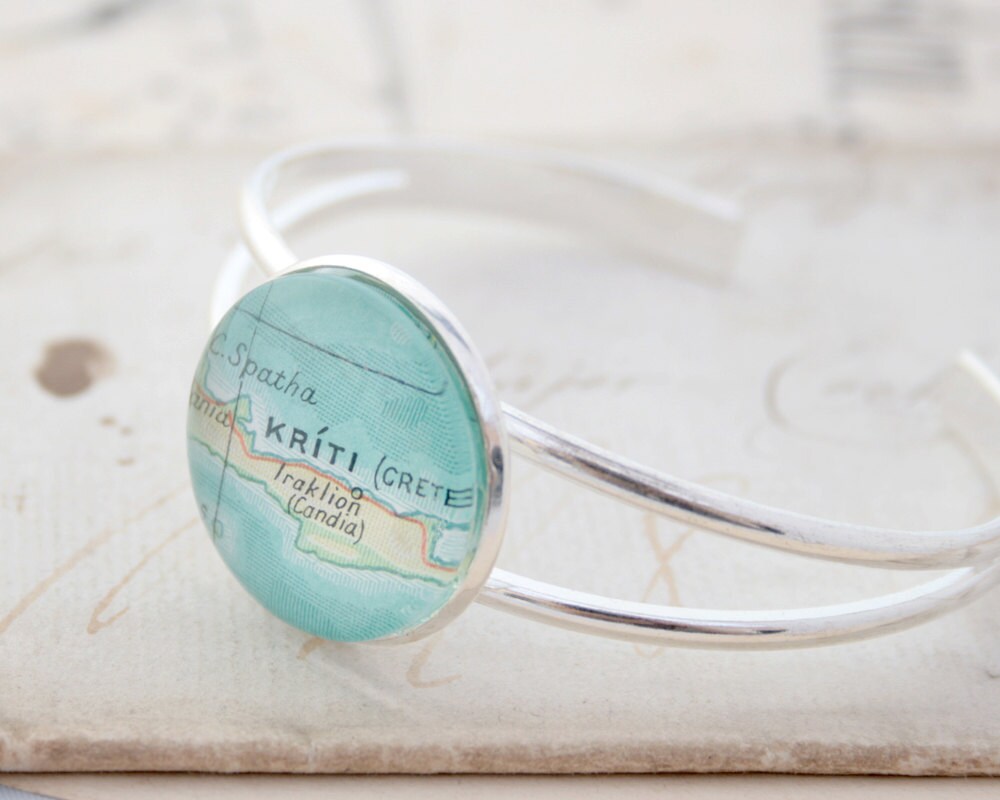 Custom Map Open Bangle Bracelet You Choose Place Map Jewellery | Etsy